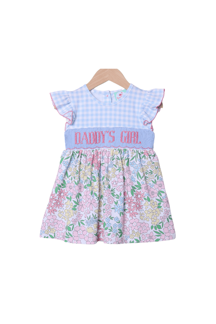 Smocked Daddy's Girl Floral/Gingham Knit Dress