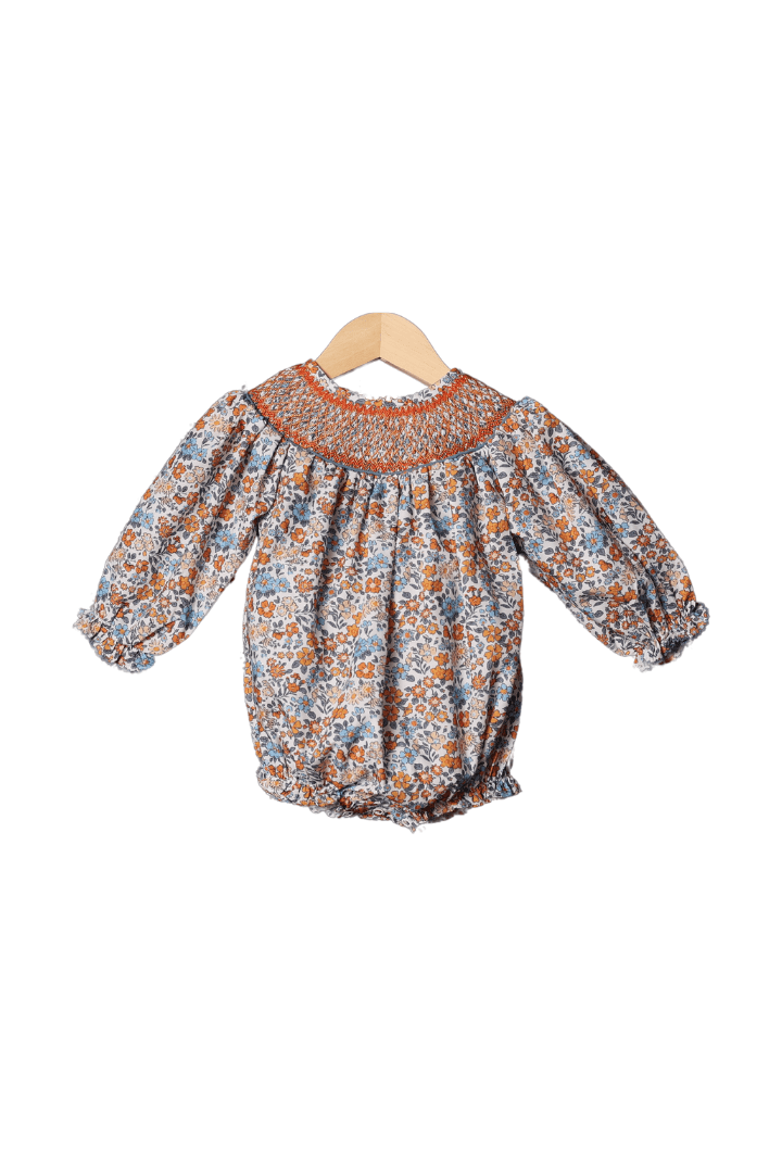 Smocked Heirloom Fall Floral Long Sleeve Bubble