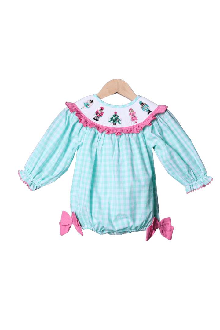 Smocked Nutcracker Ballet Gingham Bishop Bubble