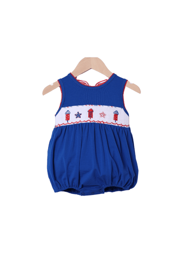 Smocked Red White and Boom Bow Bubble