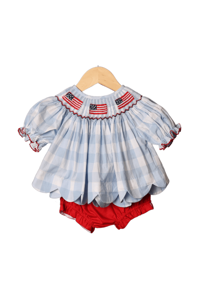 Smocked Star Spangled Flag Bloomer Set