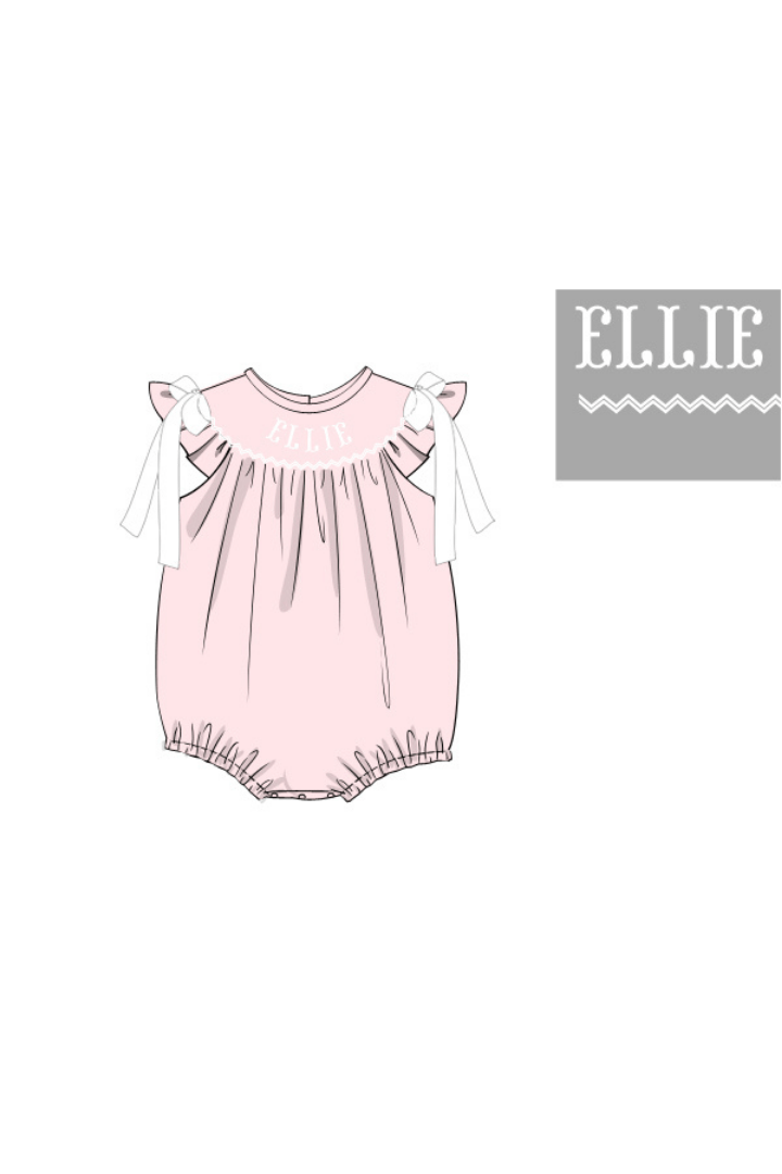 Pre-Order Smocked Custom Name Pink Pique Bubble