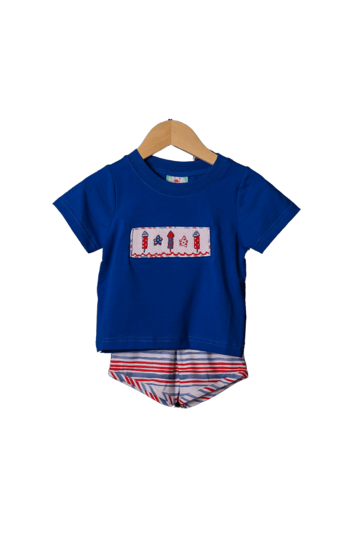 Smocked Red, White and Boom Short Set