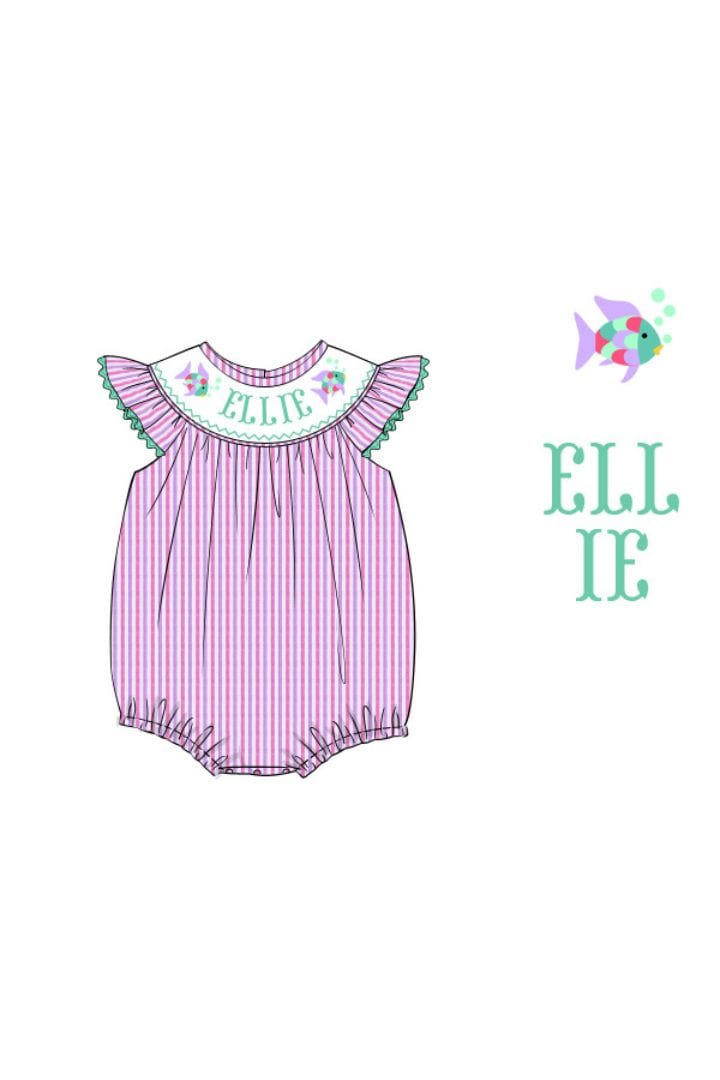 Pre-Order Hand Smocked Custom Name Fish Bubble