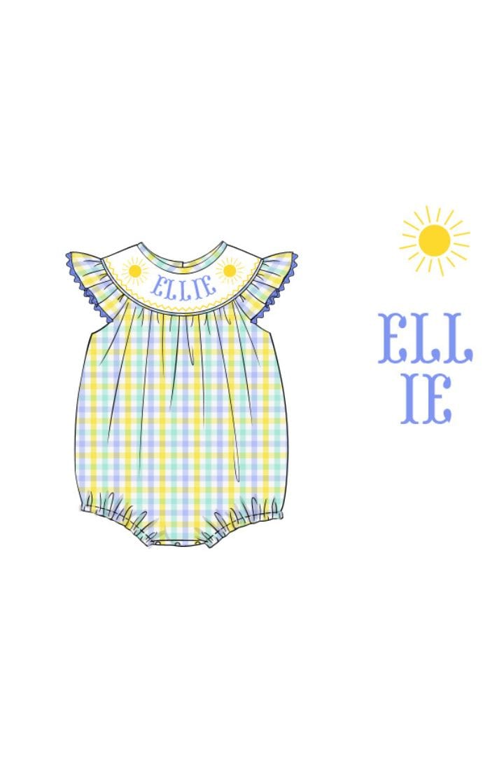 Pre-Order Hand Smocked Custom Name You Are My Sunshine Bubble
