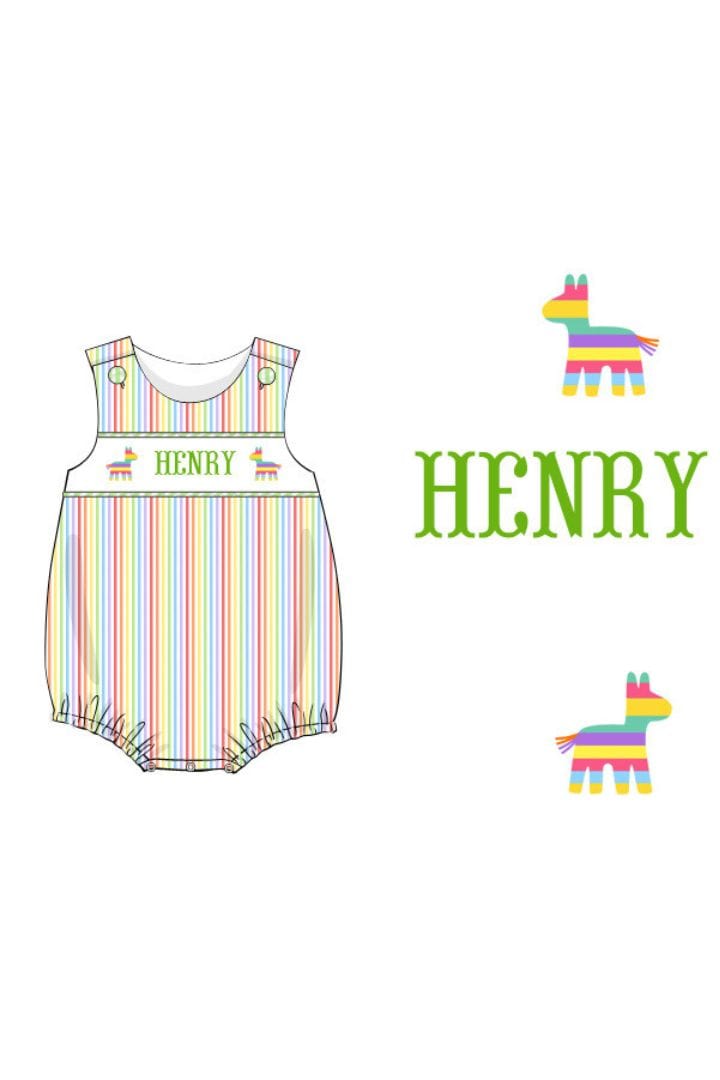 Pre-Order Hand Smocked Fiesta Custom Name Bubble