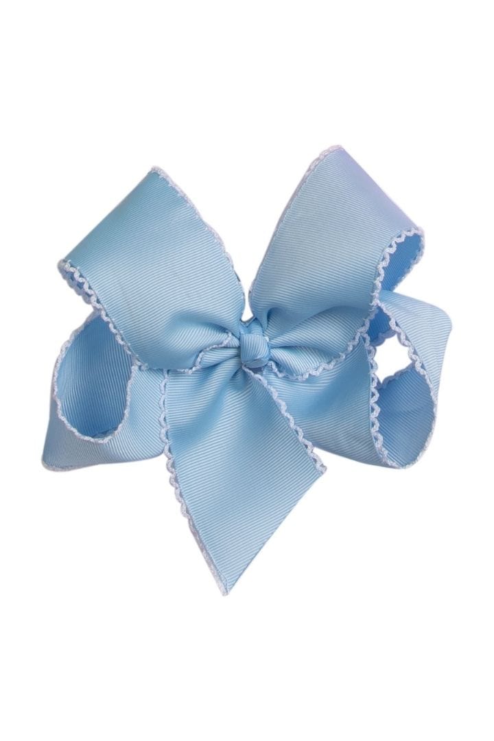 Scalloped Edge Grosgrain Bow Light Blue